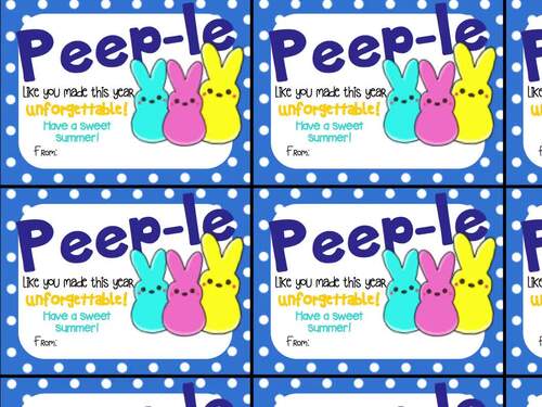 Peeps End of Year Gift Tag- Peep-le like you made this year unforgettable!