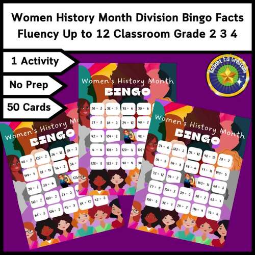 Women History Month Division Bingo Facts Fluency Up to 12 Classroom ...