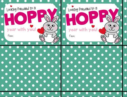 Rabbit-Themed Beginning of Year Gift Tag- Looking forward to a HOPPY ...