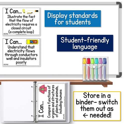 Fifth Grade Science Standards I Can Statement Posters and Student Checklist