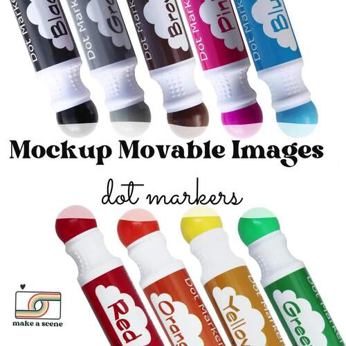 Dot Markers Mockup Movable Elements PNG files with Transparent Background