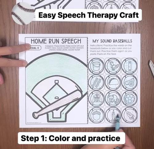 Home Run Speech One Page Baseball Speech Therapy Craft by Panda Speech
