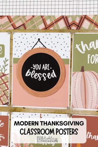 Modern Thanksgiving Classroom Posters - Editable! by Ashley McKenzie