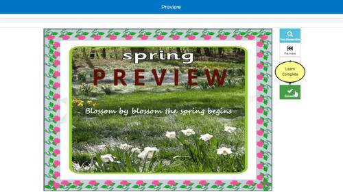 Boom cards : Spring Time : Vocabulary. 34 Questions on 17 Springtime Words