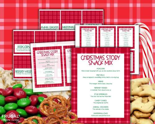 Christian Christmas Story Snack Mix Printable, Nativity Story Snack Mix Set