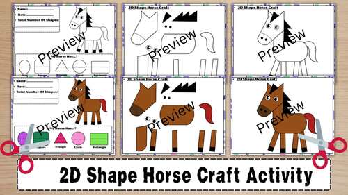 2D Shape Horse Craft | Farm Animal Math Activity | Geometry Cut & Paste