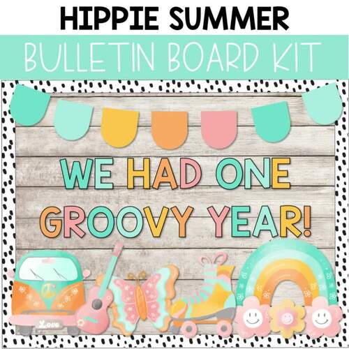 Hippie Summer Bulletin Board Kit / Retro Classroom Decor for End of Year