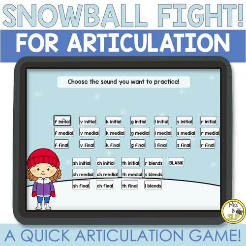 Winter Quick Articulation Game - Digital Boom Cards by Miss B SLP