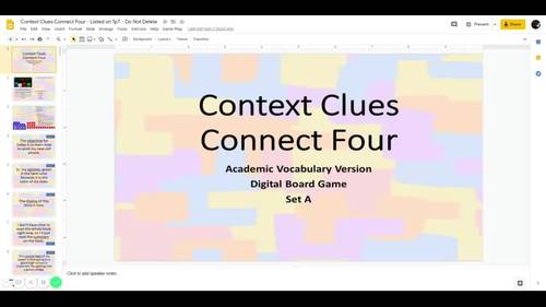 Context Clue Academic Vocabulary Connect Four Game Bundle for Distance ...