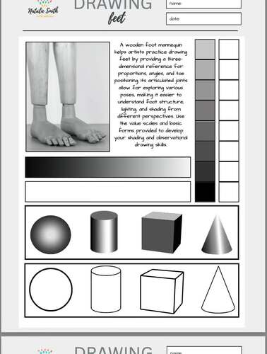 How to Draw Feet – Step-by-Step Drawing Worksheets by Natalie Smith Art