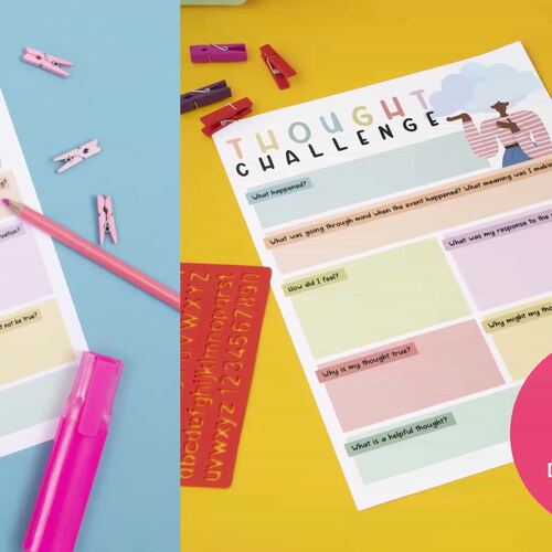 Thought Challenge Worksheet | CBT-Inspired SEL Reflection Tool | Printable