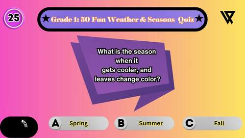 Interactive Grade 1 Weather & Season Q&A: 1080p HD Video with 50 Questions
