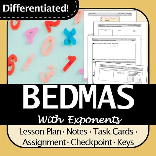 Order of Operations with Exponents Lesson Pack | Notes, Tasks, Worksheet