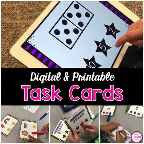 Kindergarten Task Cards for Literacy Centers (Digital & Printable)
