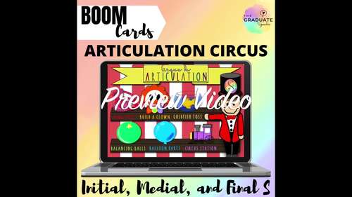 BOOM CARDS| Initial, Medial, and Final S at the Circus! | Articulation