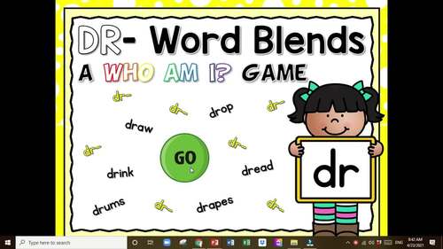 DR Word Blends Who am I Word Game by Teacher Gameroom | TPT