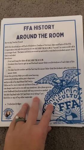 FFA History Around the Room | FFA History Dates | Middle and High School