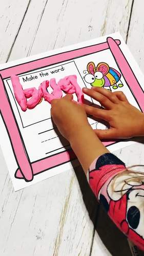 CVC Words Playdough Mats for Beginning Readers Make & Write Short Vowel ...