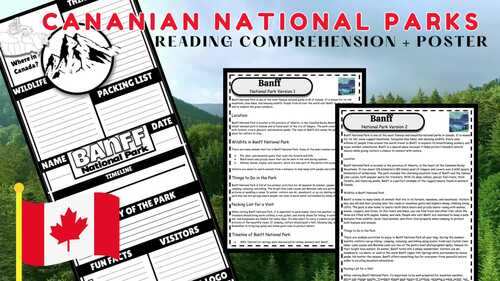 Canadian National Parks Reading Comprehension + Poster Activity | TPT