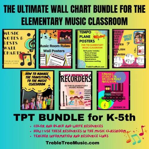 Wall Chart BUNDLE for the Elementary Music Classroom by Treble Tree Music