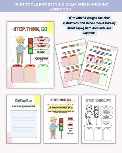 Stop, Think, Go Impulse Control Worksheets. Self-Regulation Skills. SEL
