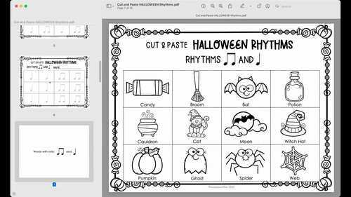 Cut & Paste Halloween Music Rhythms | Printable by musicpluscoffee