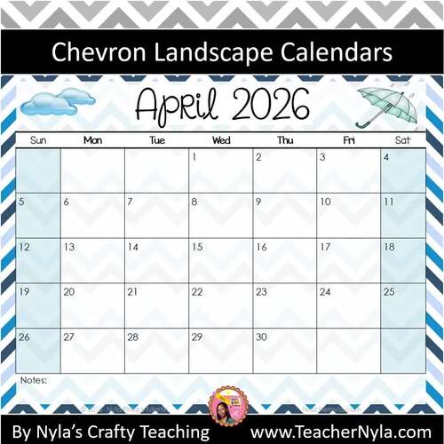 Landscape Editable Calendars 2026 - 2027 Chevron for PowerPoint ...