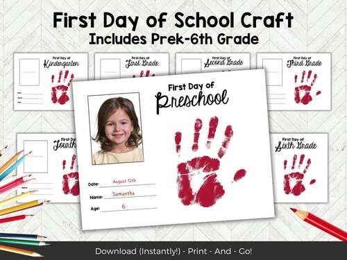 First Day of School Handprint Craft BUNDLE - Back To School Handprint Art