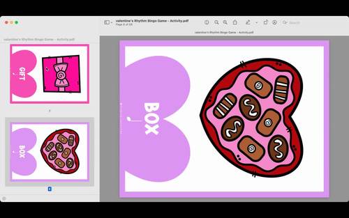 Valentine's Day Rhythm Bingo Game | Printable & Virtual Learning Activity