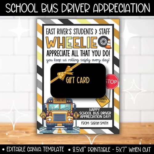 School Bus Driver Appreciation Day Gift Card Holder, Safety Week Gift Tags