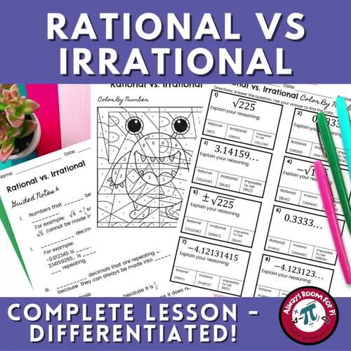 8th Grade Rational vs Irrational Complete Lesson Notes Practice TEKS CCSS
