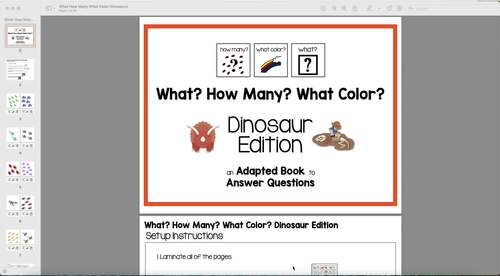 How Many? What Color? What? Adapted Book {DINOSAURS} by The Autism Helper