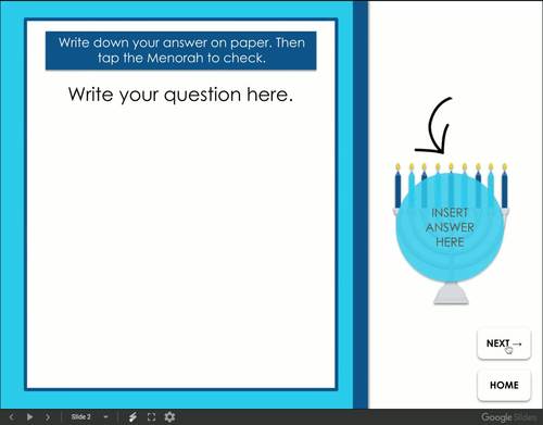 Google Slides PPT Game Template | Digital Editable Self-Checking | Hanukkah