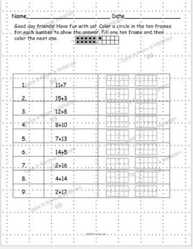 First Grade Addition 1 to 20 Math worksheet Addition 1 à 20 Suma 1 a 20