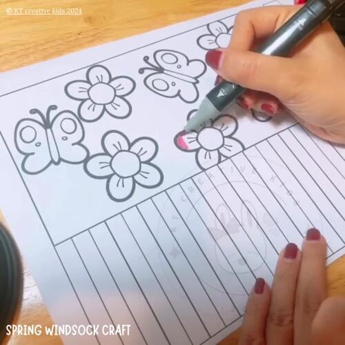 Spring Windsock Craft – Art Project & Coloring Pages Spring Activity