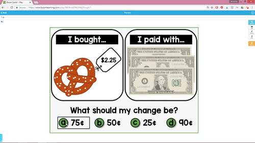 Making Change Boom Cards (Amounts up to $5) by Second Grade Smiles