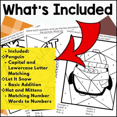 Winter Color by Code Activities | Kindergarten and 1st Grade by Hunt 4 ...