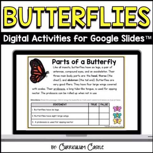 Butterflies Digital Activities for Google Slides™ by Curriculum Castle