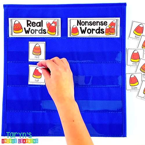 Nonsense Word Fluency Practice | October Real and Nonsense Words Sort
