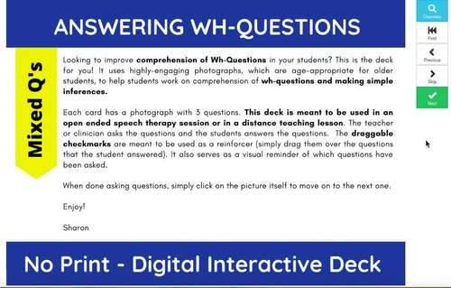 Wh Questions Speech Therapy | Boom Cards by Sharon Burgess Ortho