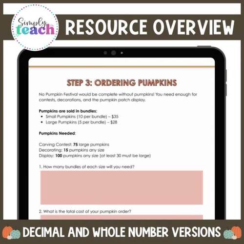 Pumpkin Festival PBL Math Project | Fall Halloween October Activity ...