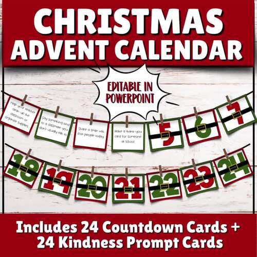 Christmas Kindness Countdown | Editable Advent Calendar Activities ...