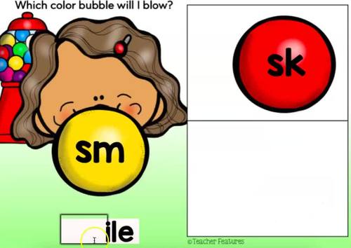 Digital Phonics Boom Cards CONSONANT BLENDS: GUMBALLS & BLOWING BUBBLES
