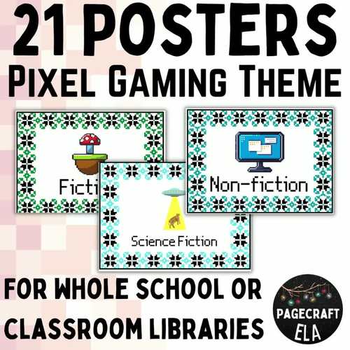 Classroom or School Library Genre Posters | Pixel Gamer Theme | 21 ...