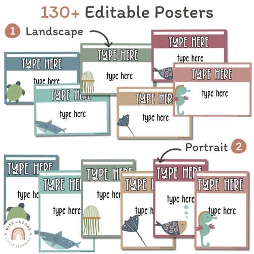 Editable Classroom Posters | Cute Sea Life Classroom Decor | TPT