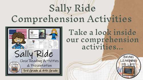 Sally Ride Close Reading Comprehension Activities | 3rd Grade & 4th Grade