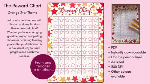 Orange Star Themed Reward Chart by Teacher On The Green | TPT