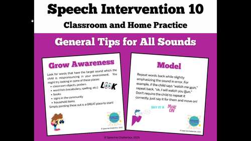Speech Intervention 10: Classroom & Home Practice: General Tips for All ...