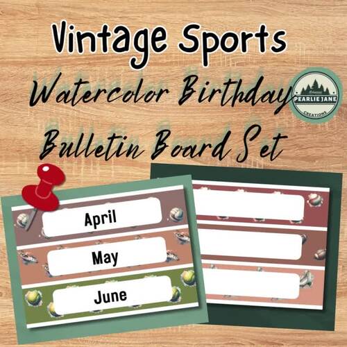 Vintage Sports Birthday Bulletin Board Set Classroom Decor | TPT