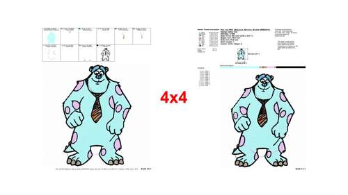 Monsters Inc Sulley Character Blue Furry Monster Embroidery Designs ...